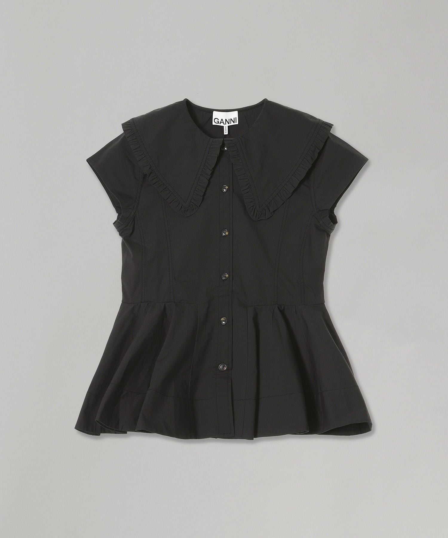 Stretch Cotton Peter Pan Collar Shirt｜ガニー(GANNI)｜Forget-me-nots Online ...